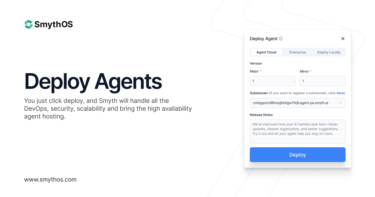SmythOS - Agent Deployments