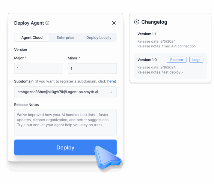 SmythOS - Agent Deployments